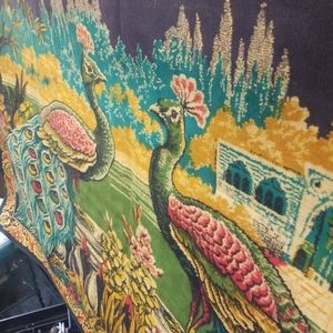 Vintage | Wall Decor | Vintage Beautiful Wall Rug Velvet Peacock ...